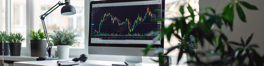 Discover a tranquil oasis for forex trading, featuring a pure white ...
