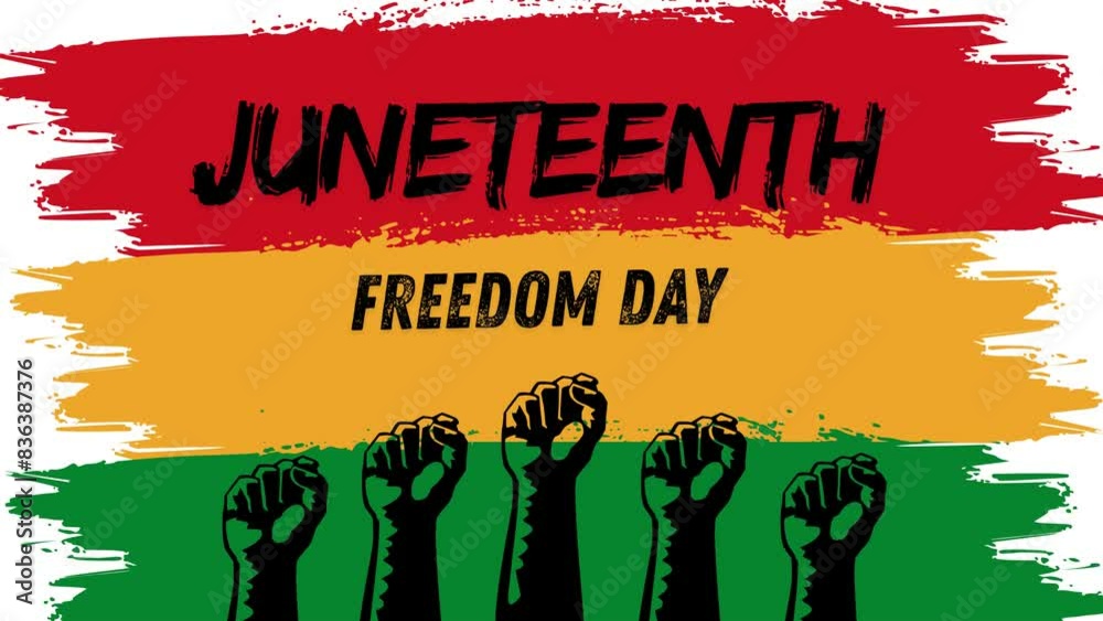 Juneteenth Freedom Day Greeting Background Animated with Fist Symbol ...
