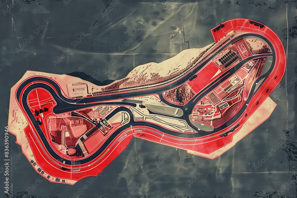 Plano aerial view de un cicuito de carreras, vista aérea de un circuito ...