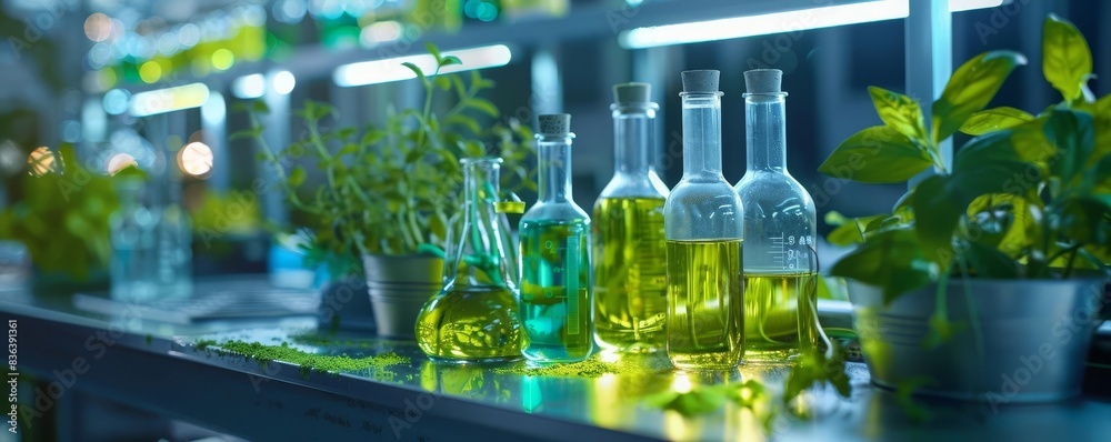 Advanced Green Chemistry Lab with Various Experiment Setups Stock Photo ...
