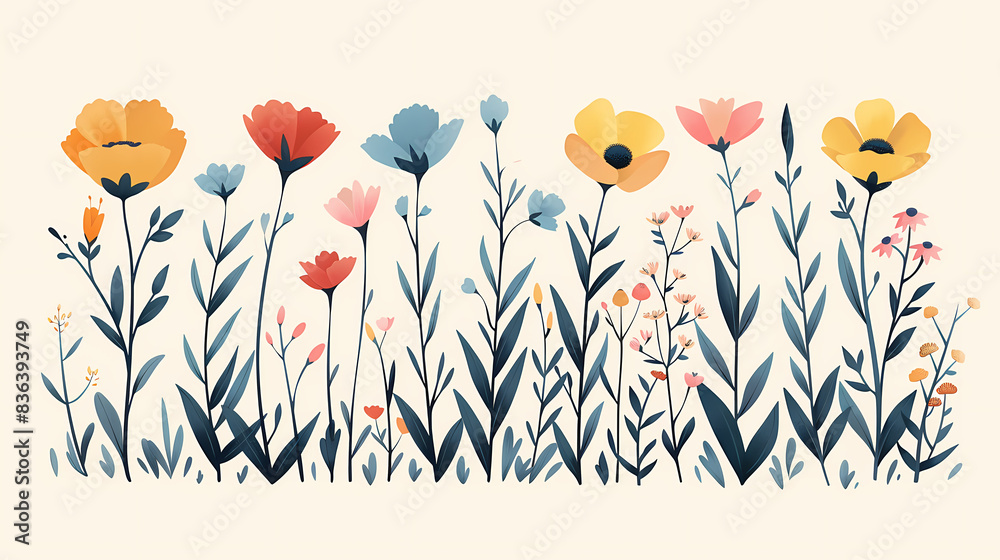 The botanical poster design set features different flowers that can be ...
