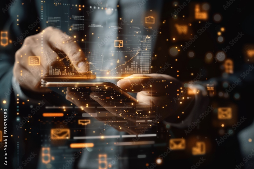 An invoice and online digital statement concept, shown with an invoice ...