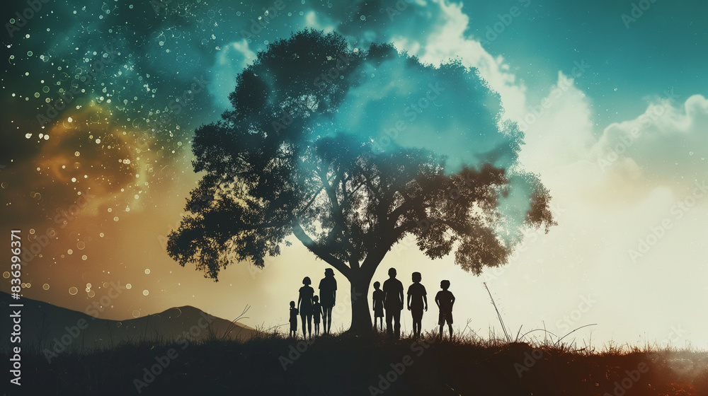 A family tree diagram highlighting inherited traits and health ...