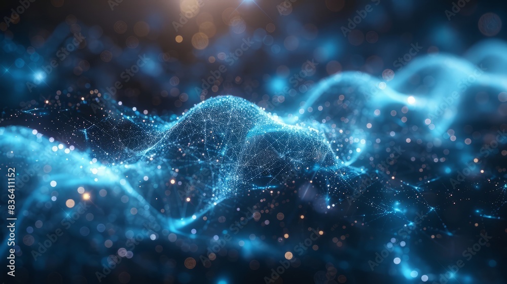 The abstract blue digital background is a big data visualization ...