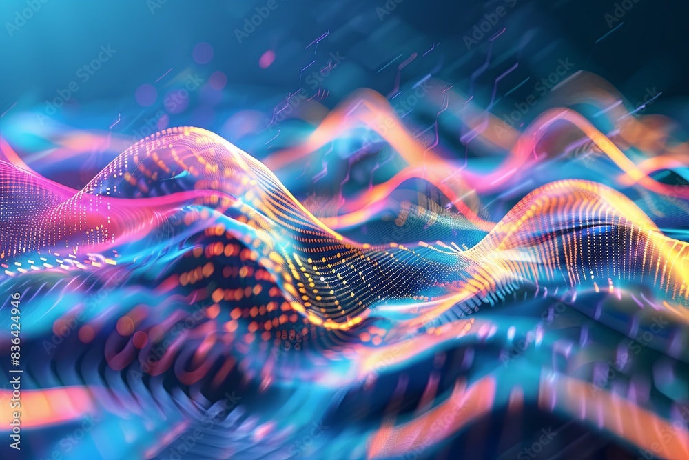 Abstract colorful data visualization background with electronic ...