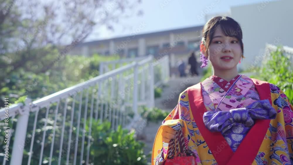 A young woman in her twenties, wearing traditional Ryusou, navigates ...