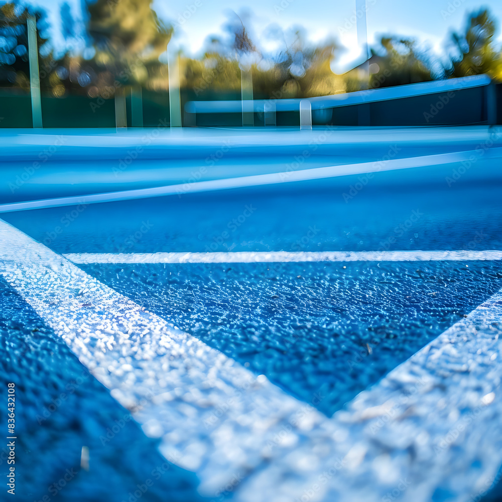 Minimalist tennis court background with a blue sports field and white ...