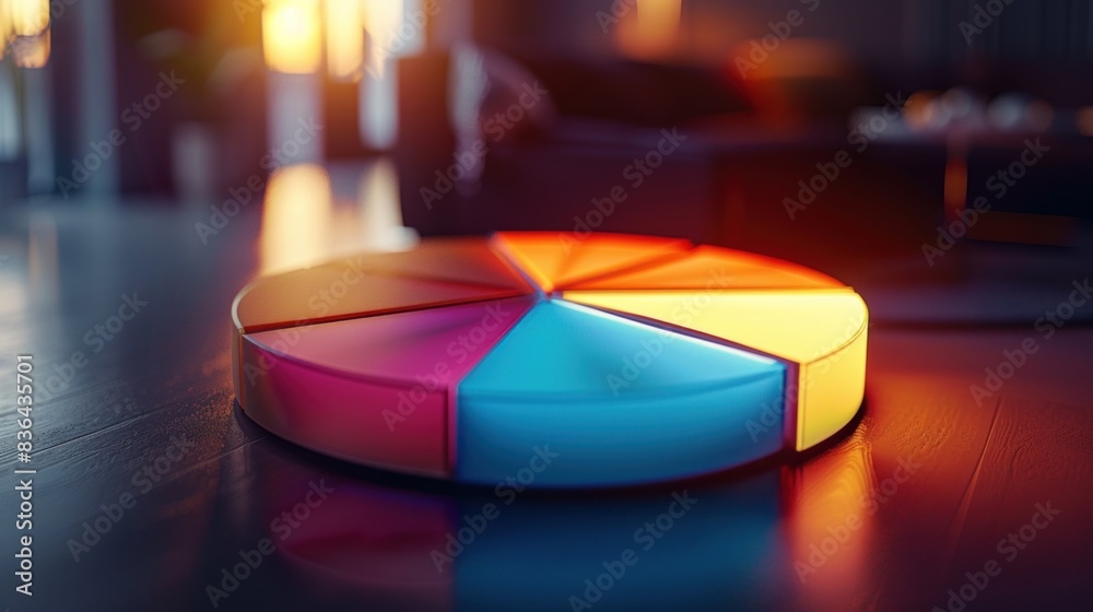 Minimalist pie chart with sections illuminated based on market share ...