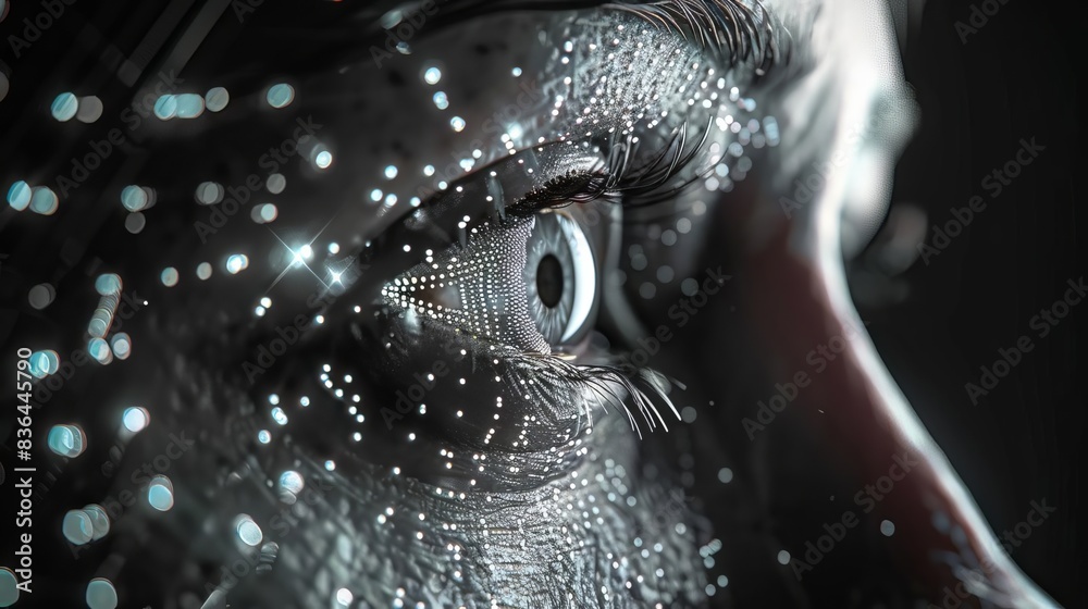 Person experiencing the sixth sense with holographic visions, Surreal ...