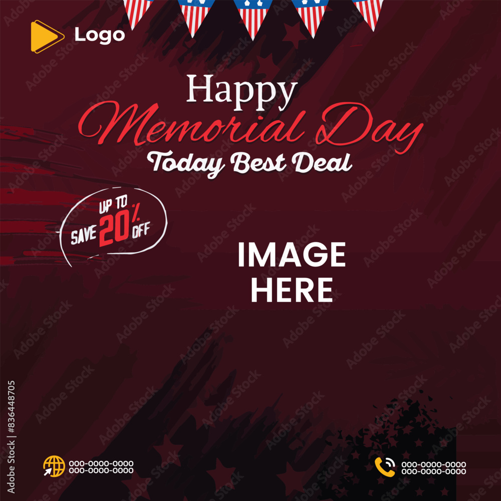 A happy memorial day card for a woman in a field with an American flag ...