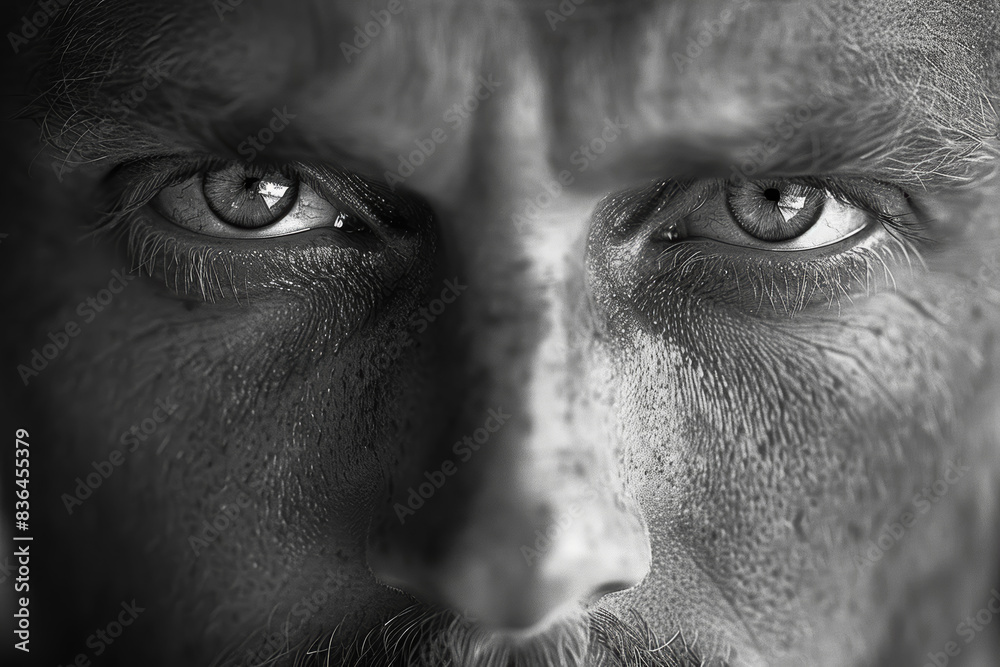 A furrowed brow and clenched jaw, a portrait of determination and ...