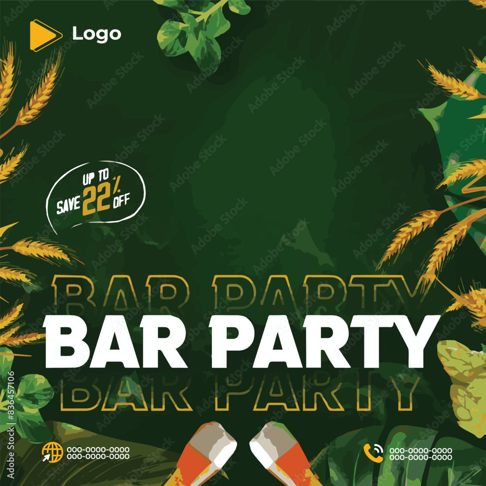 Realistic beer party time with a woman vertical social media banner ...