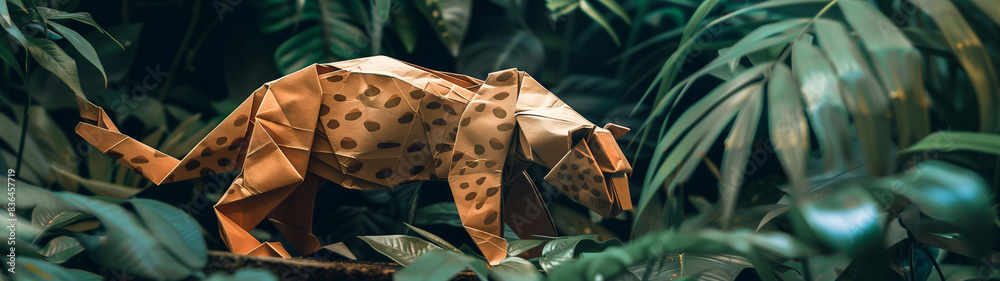 origami panther in the jungle, concept for the conservation of ...