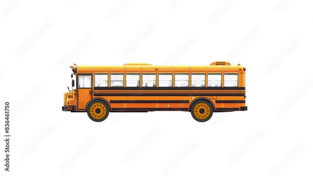 Classic Yellow School Bus animated against a White Background, Seamless ...