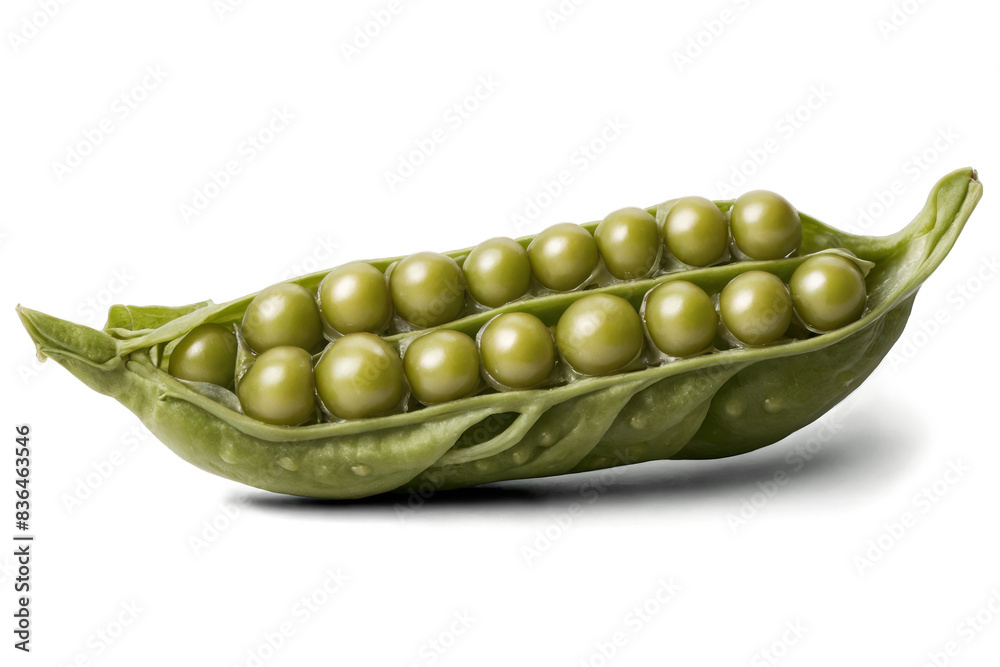 Fresh open green pea pod with peas, detailed and ready to use image ...