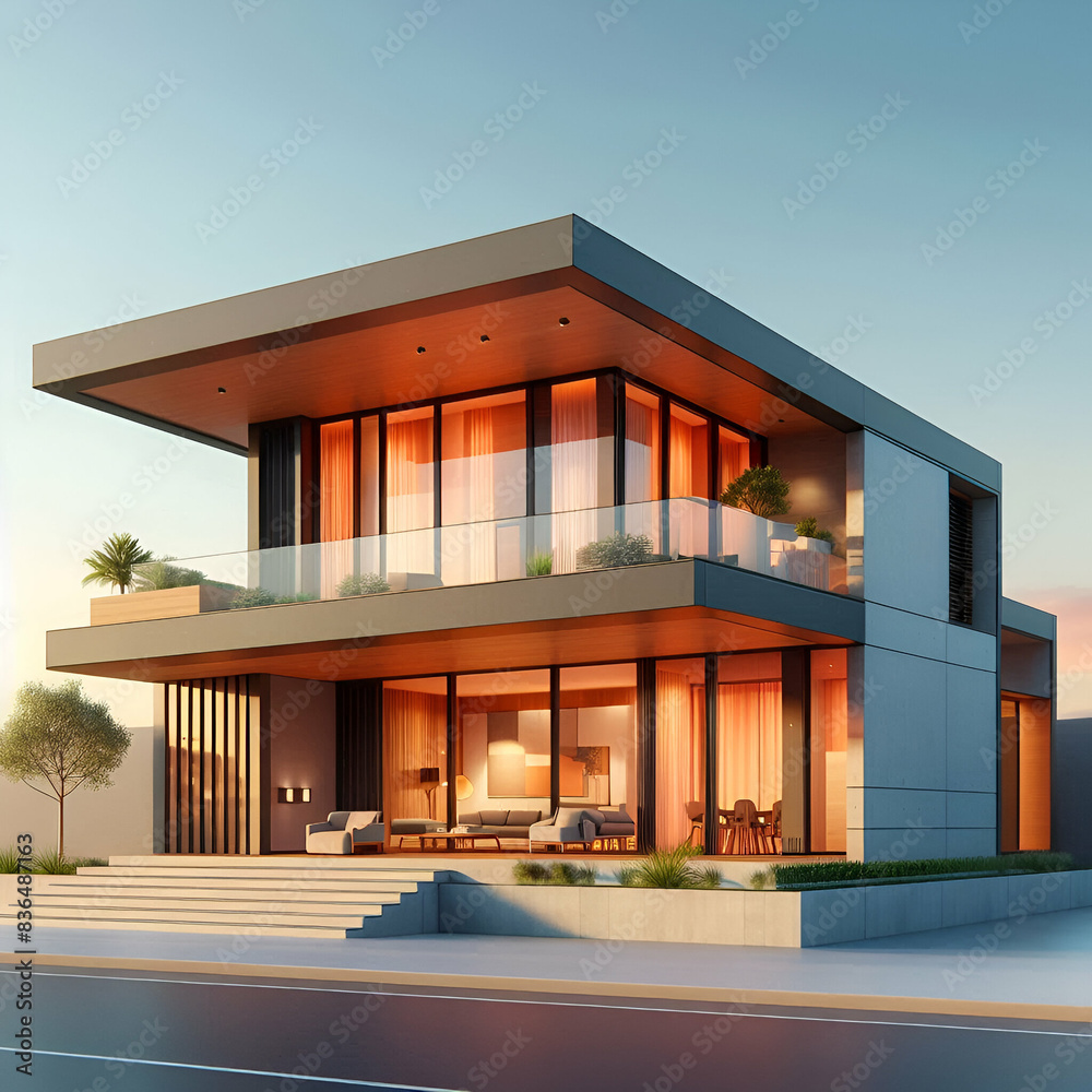 Beautiful Modern Style Luxury Private Home Design of Two Story House ...