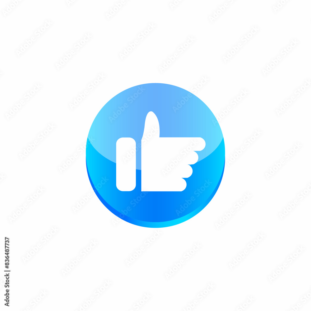 Thumb up like button vector. 3D like button icon with thumb finger hand ...