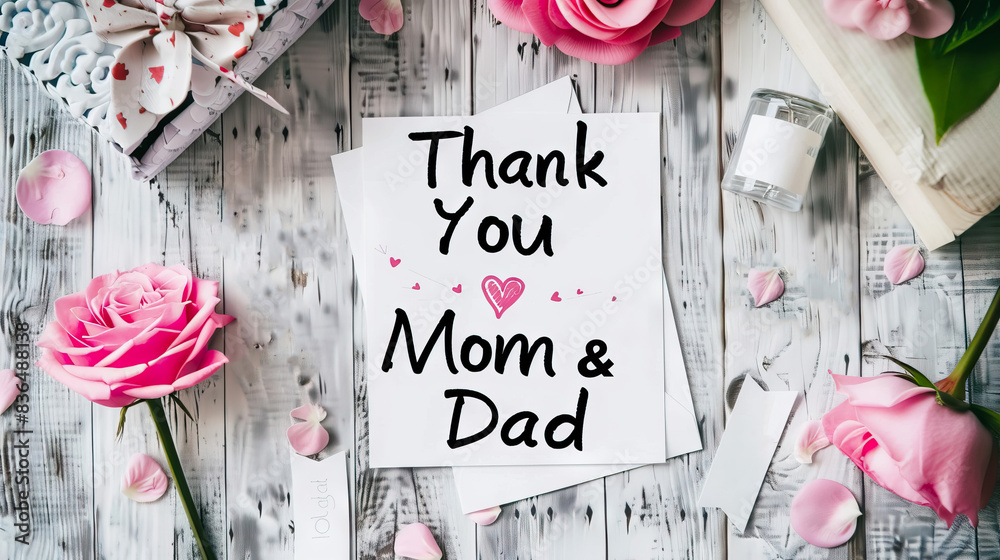 "Thank You Mom & Dad" notes with bold font and letters from children to ...