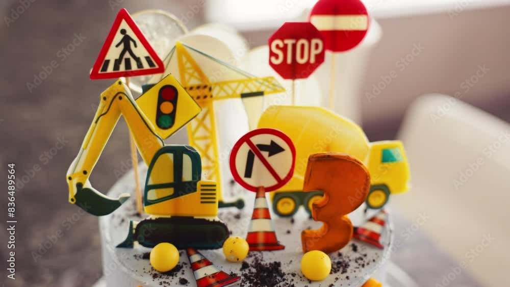 Slow Mo Construction Themed Birthday Cake Topper Animation with ...