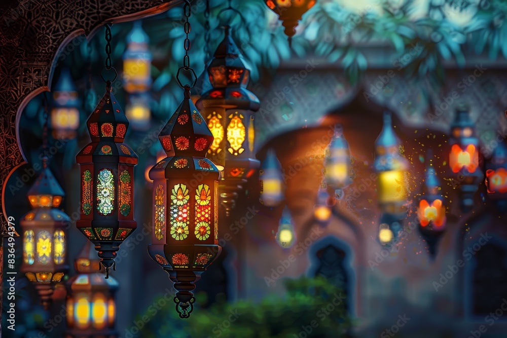 High-resolution 4K image of an Islamic theme generated by AI technology ...