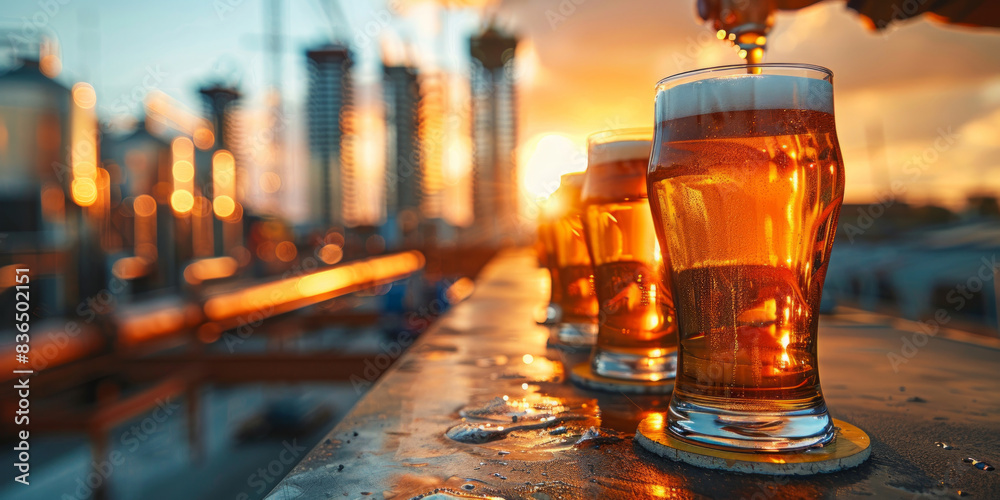 Construction Worker Toasts to Completed Skyscrape,Labor Day Celebration ...