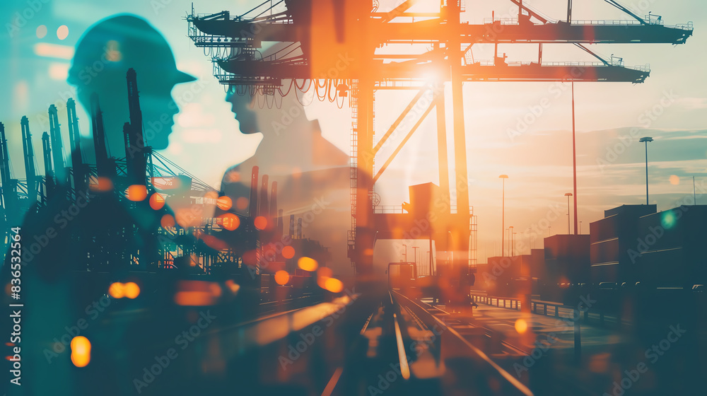 3PL team managing supply chain operations close up, focus on, copy ...