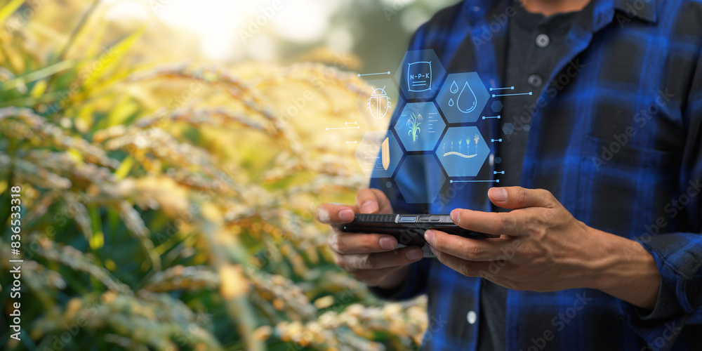 Smart Farm UI hologram system control, maintenance, displaying growth ...