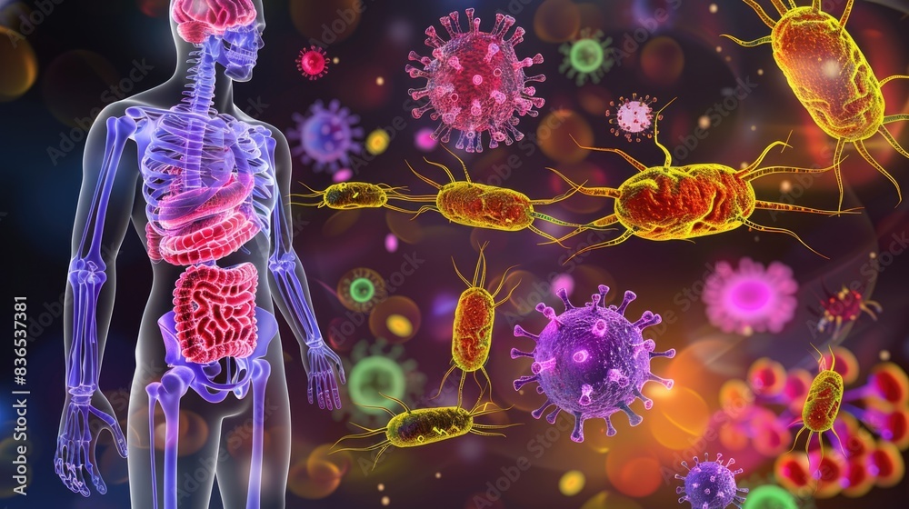 Immune system, protection against viruses and bacterias. Different ...