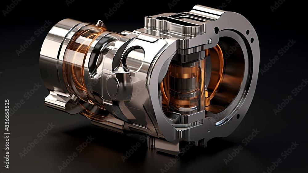 Detailed 3D Rendering of Internal Composition of Engine Piston with ...