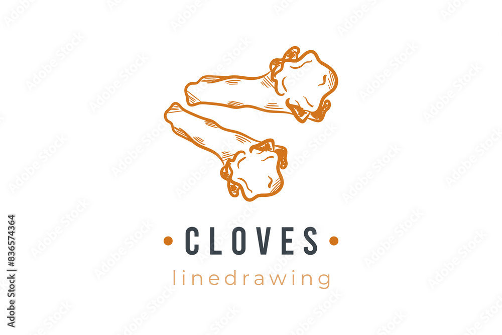 Cloves hand drawn line drawing logo vector illustration Stock Vector ...