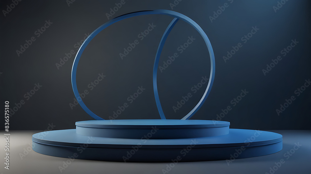 A Circular Podium background with blue theme 3d studio stage pedestal ...