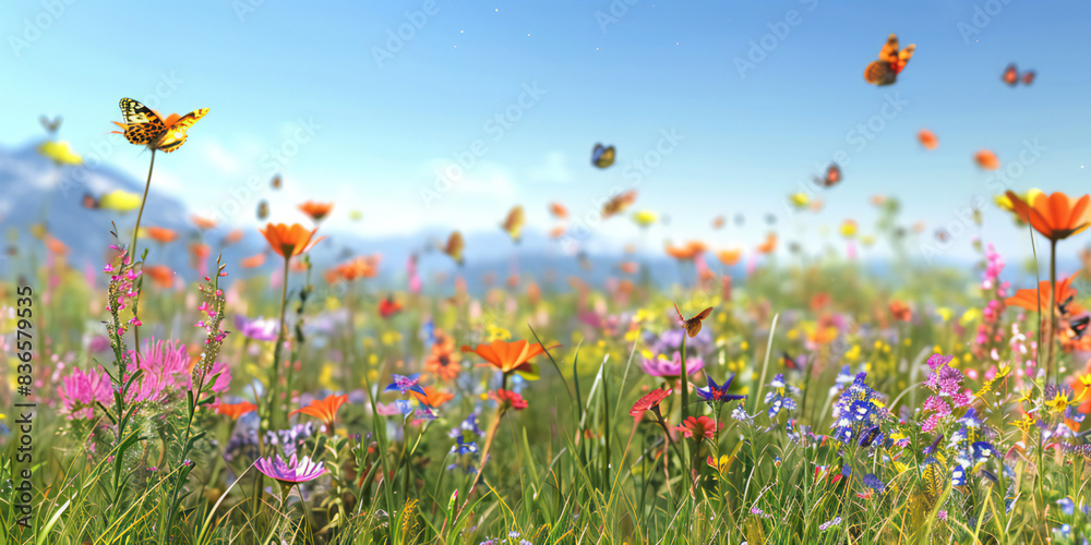 field of flowers, 2d background Flower Field A colorful field of ...