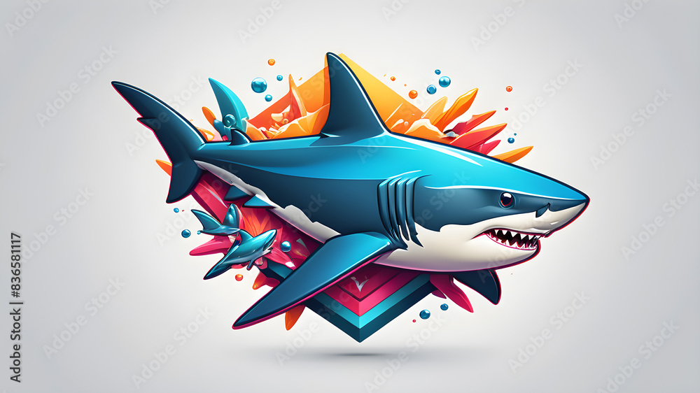 Shark themed logo icon symbol emblem on the white background Generative ...