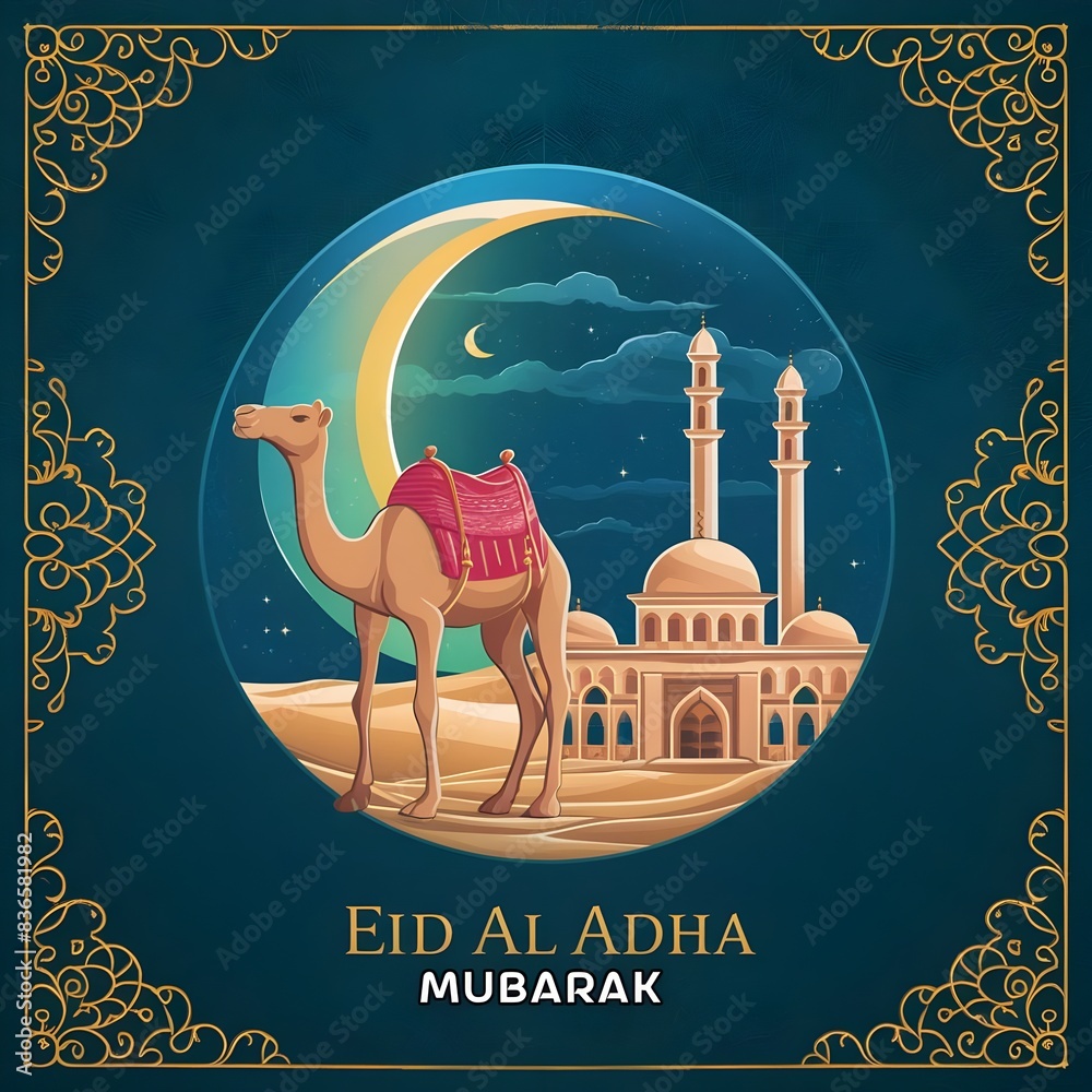 Eid al adha islamic background design, eid poster design Stock Photo ...