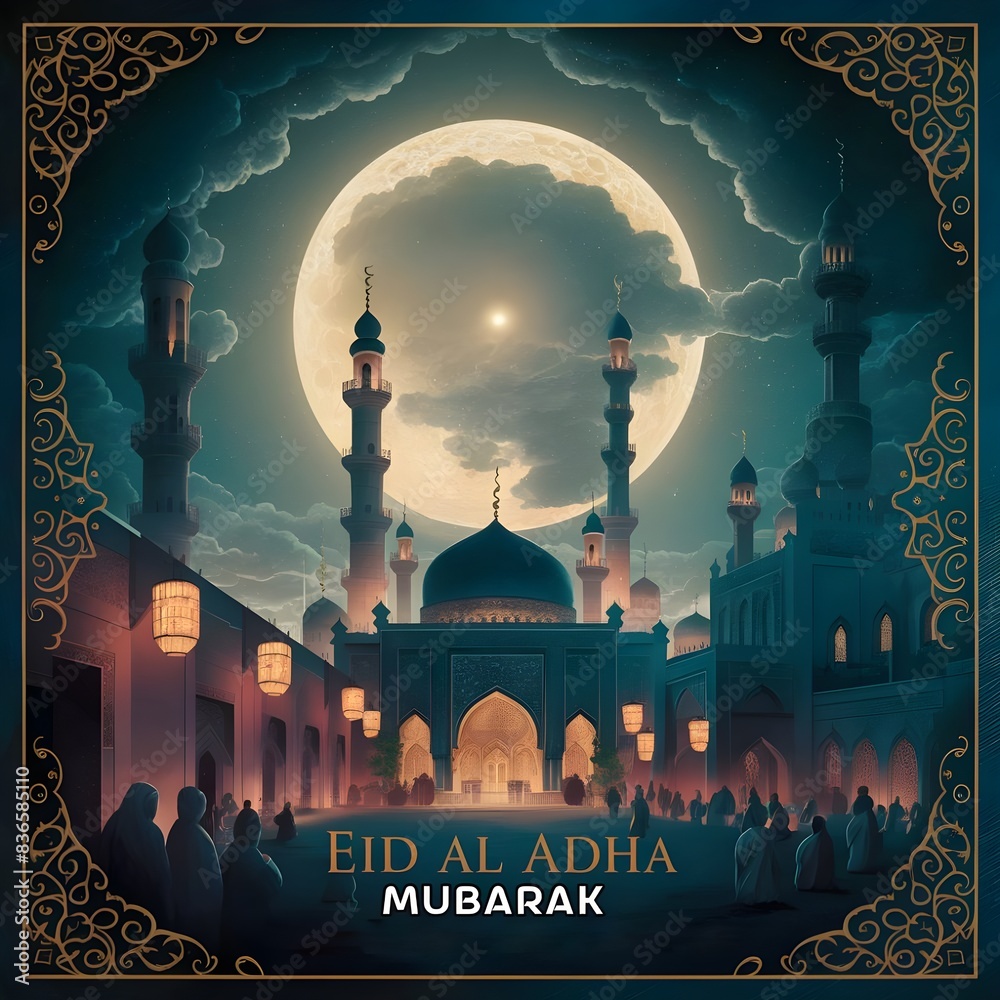 Eid al adha islamic background design, eid poster design Stock Photo ...