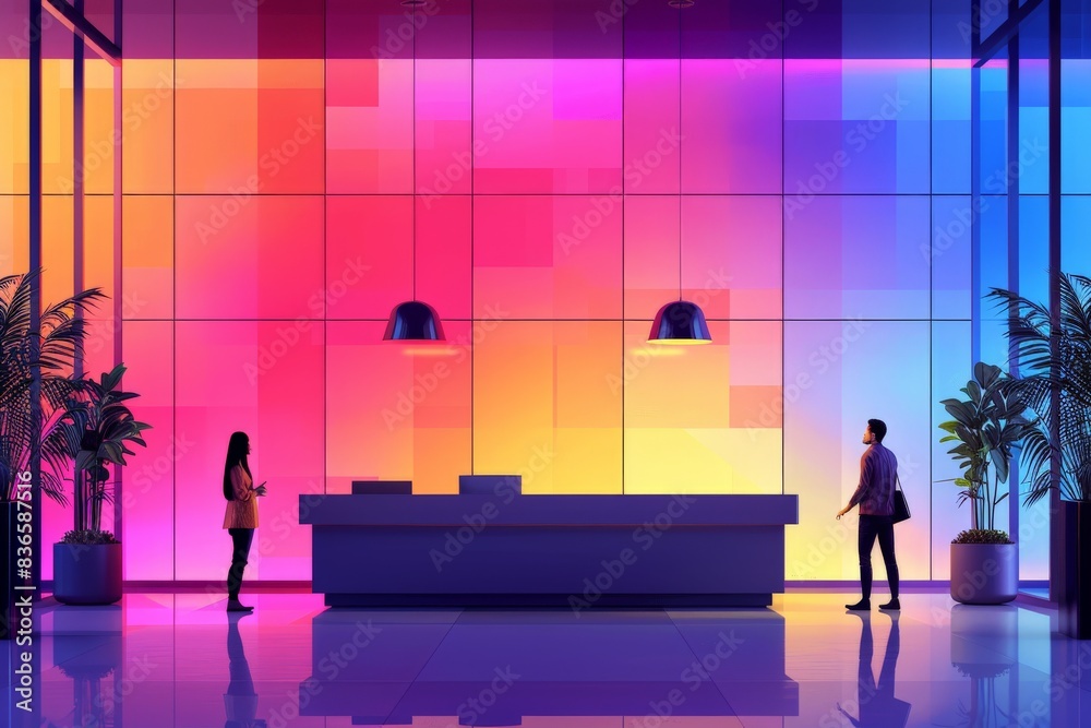 Vector illustration of a corporate office with a dedicated safe space ...