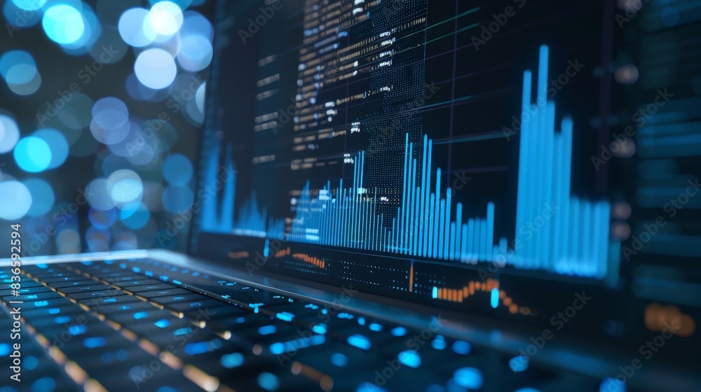 Dynamic Data Visualization Detailed Digital Bar Graph and Line Chart ...