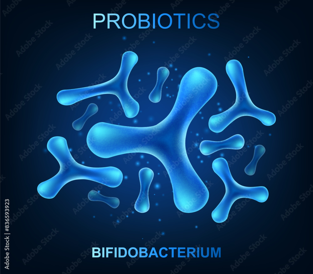 Probiotic bacteria. Good microorganisms concept isolated on black ...