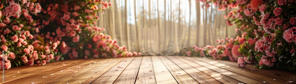 Beautiful wooden floor with a romantic floral background, perfect for ...