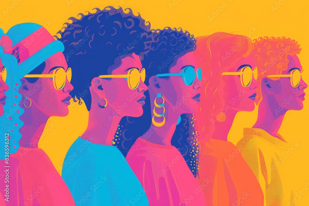 Vector style artwork of a group of non-binary individuals at a Pride ...