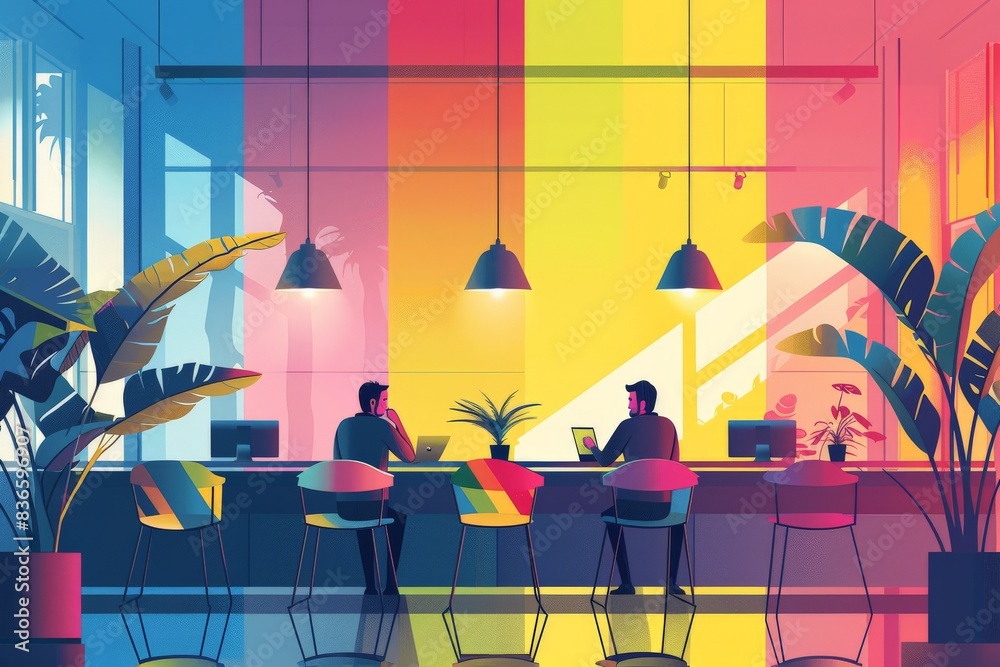 Vector artwork of a corporate office with a dedicated safe space for ...