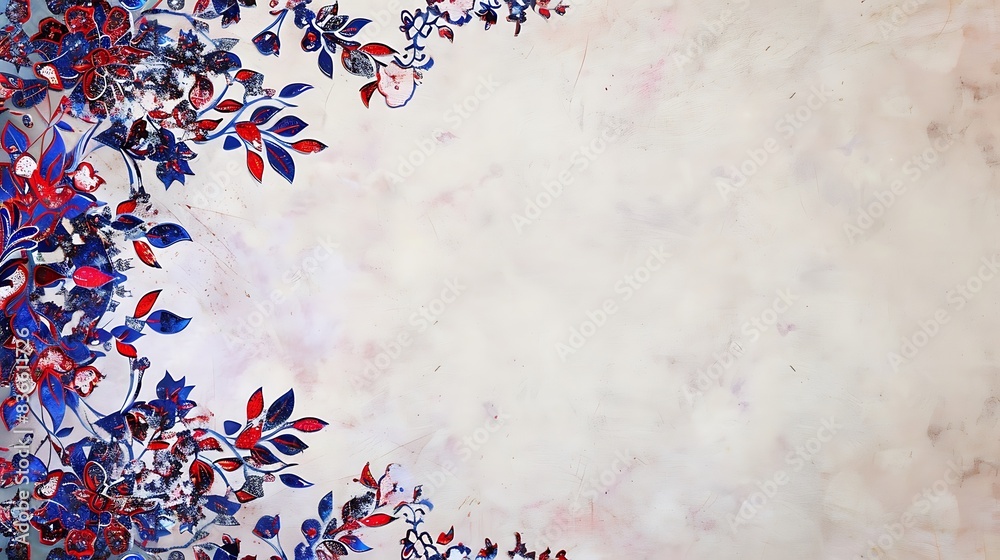 Red and blue diamonds on left side border, light lavender background ...