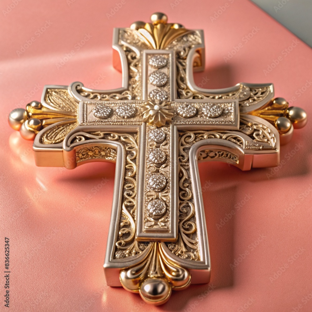 silver and gold cross, 2k, ultra HD, realistic, white background Stock ...