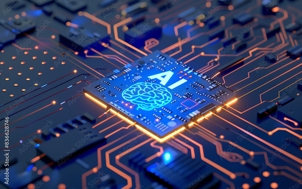 Computer CPU with AI-equipped chip semiconductor processor circuit ...
