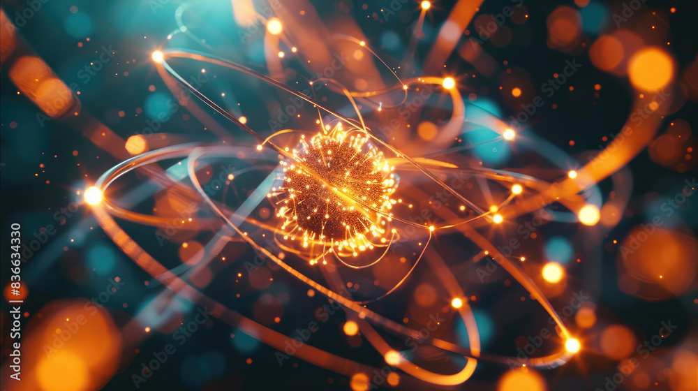 Dynamic Electron Paths Around Nucleus in Realistic Atomic Model Stock ...