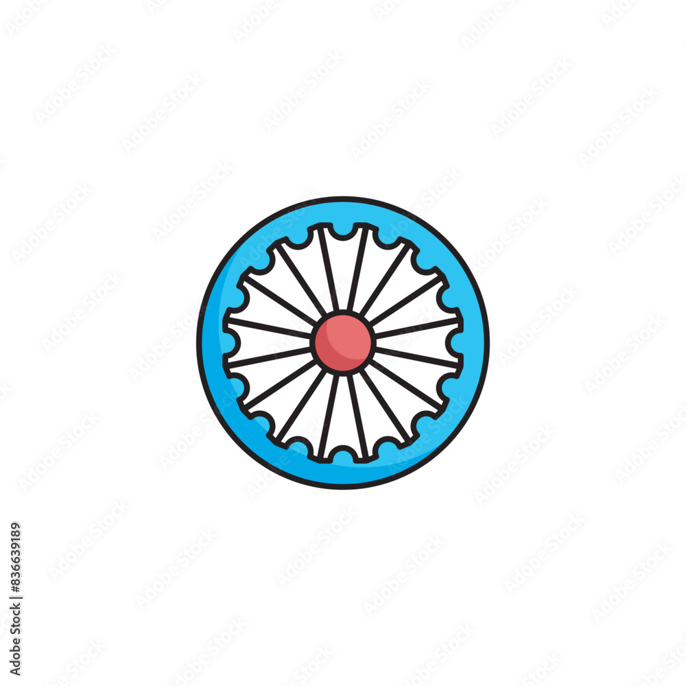 Ashoka Chakra icon design with white background stock illustration ...