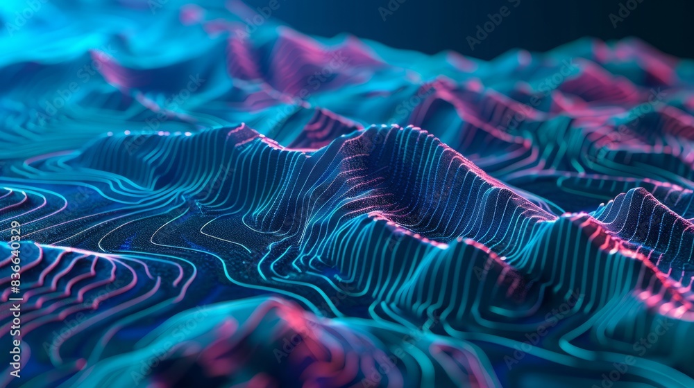 3D Stylized topographic contour map Geography scheme and terrain ...