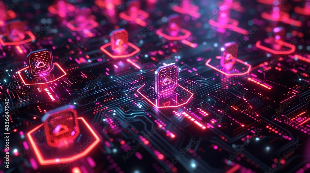 ภาพประกอบสต็อก An abstract background with floating data encryption ...