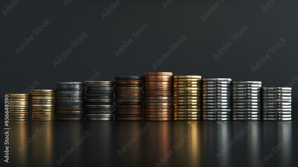 Visualize financial growth with stacked coin bar graphs to display data ...