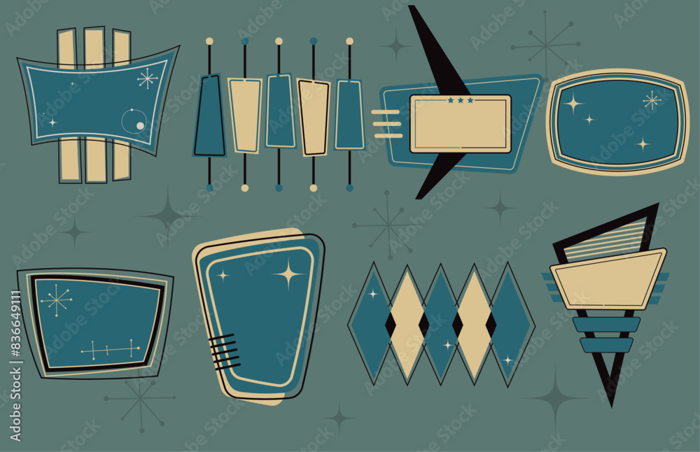 Mid-Century Modern Atomic Age Emblems, Labels, Logo Templates, 1950s ...